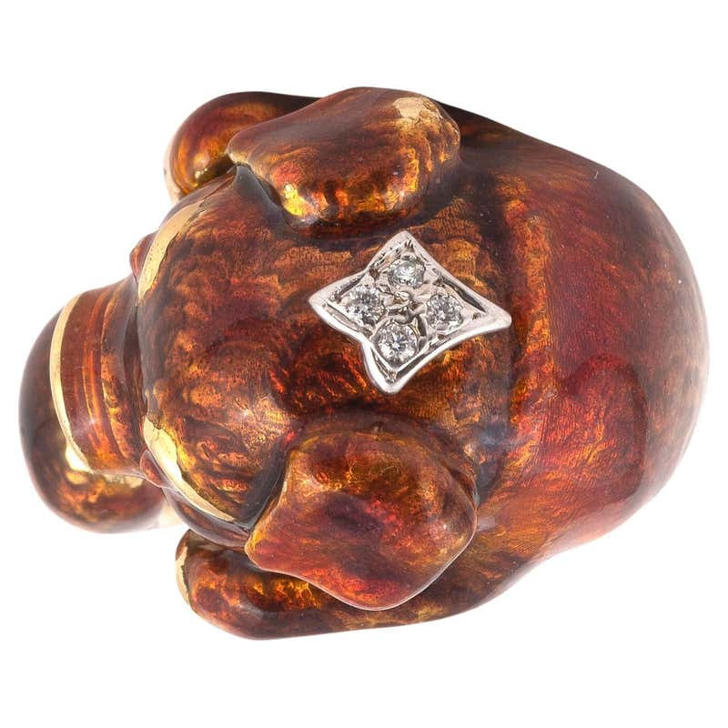 Platinum & 18kt Yellow Gold Diamond Pig Ring by David Webb